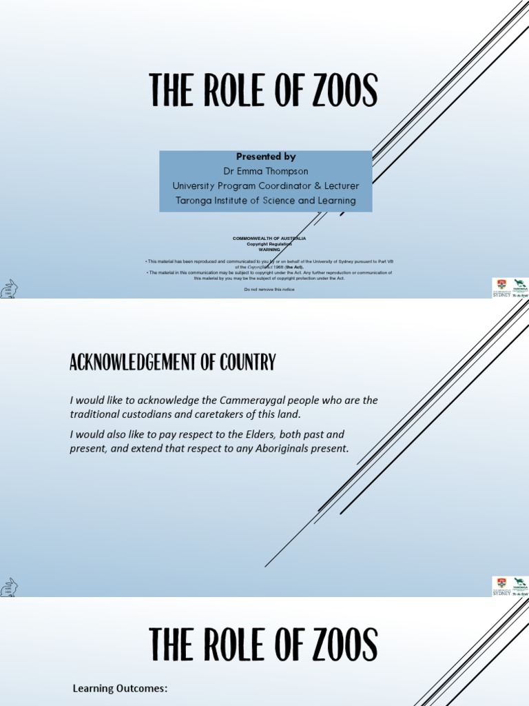 AVBS1003-2020-Lecture 4-Role of Zoos | PDF | Zoo | Conservation Biology