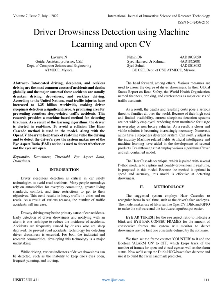 Driver Drowsiness Detection with ML | PDF | Traffic Collision | Traffic