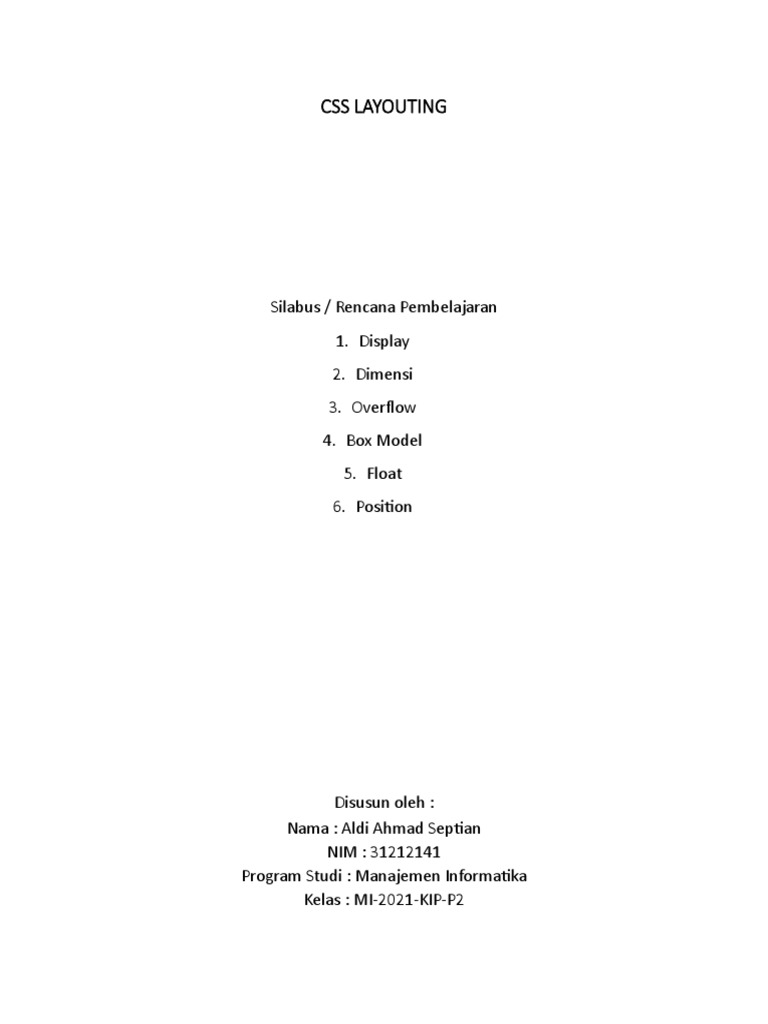 Rangkuman Materi CSS Layouting | PDF