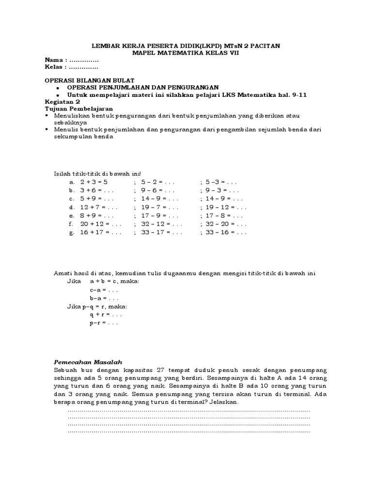 LKPD MTK Keg.2 | PDF