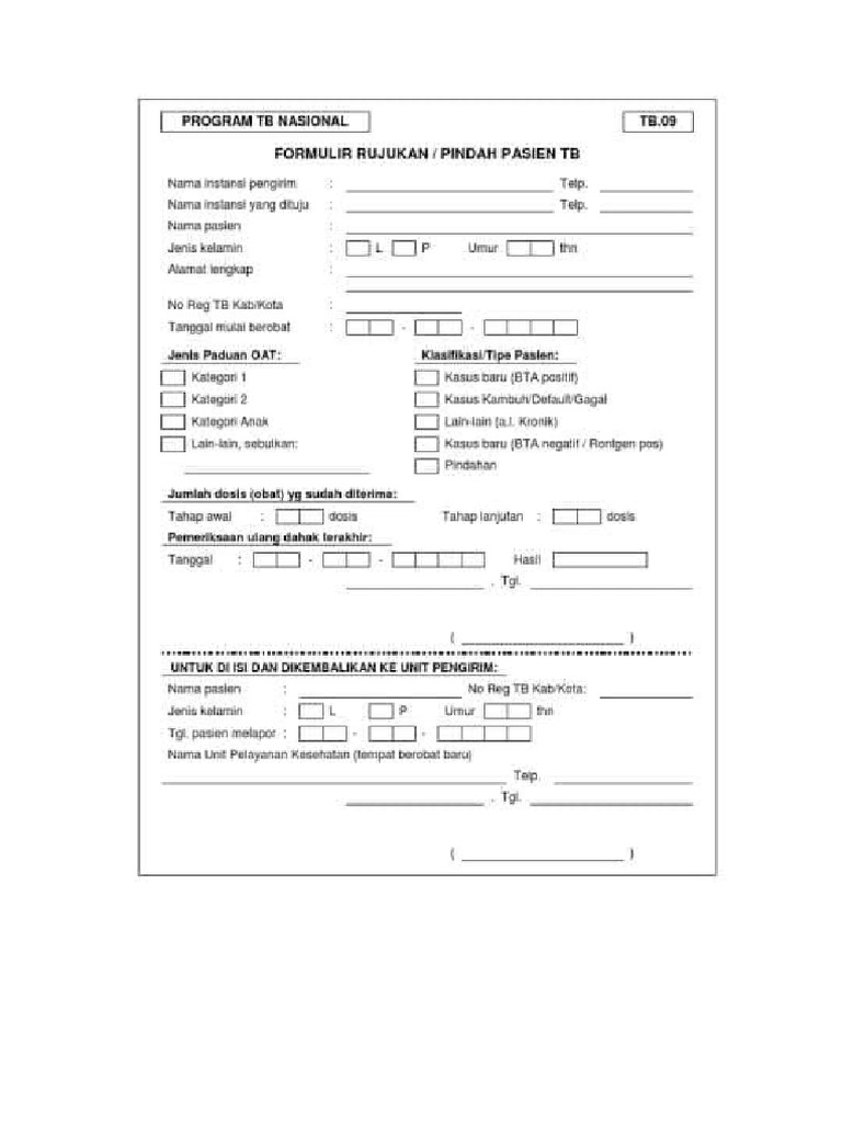 Form Rujukan Atau Pindah Pasien TB | PDF