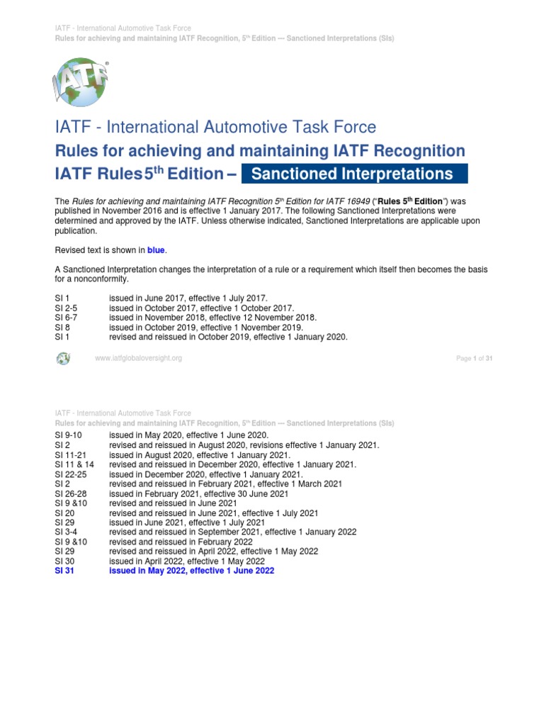 IATF - International Automotive Task Force: Rules For Achieving and ...