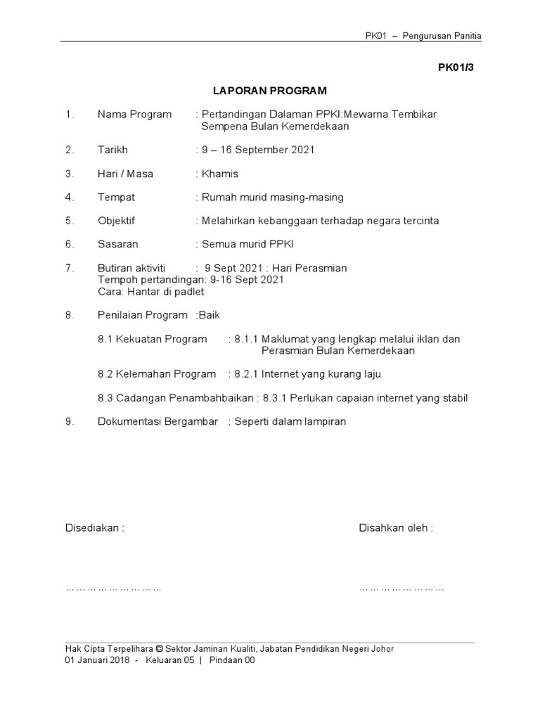 PK01-3 Laporan Pertandingan Mewarna Tembikar | PDF