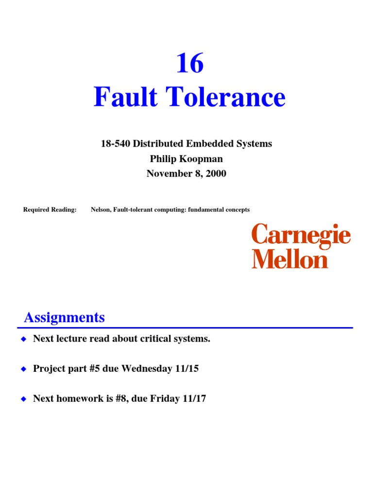 16 Fault Tolerance | PDF | Fault Tolerance | Reliability Engineering