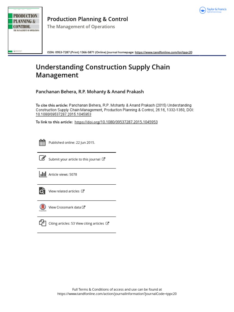 Understanding Construction Supply Chain Management | PDF | Supply Chain ...