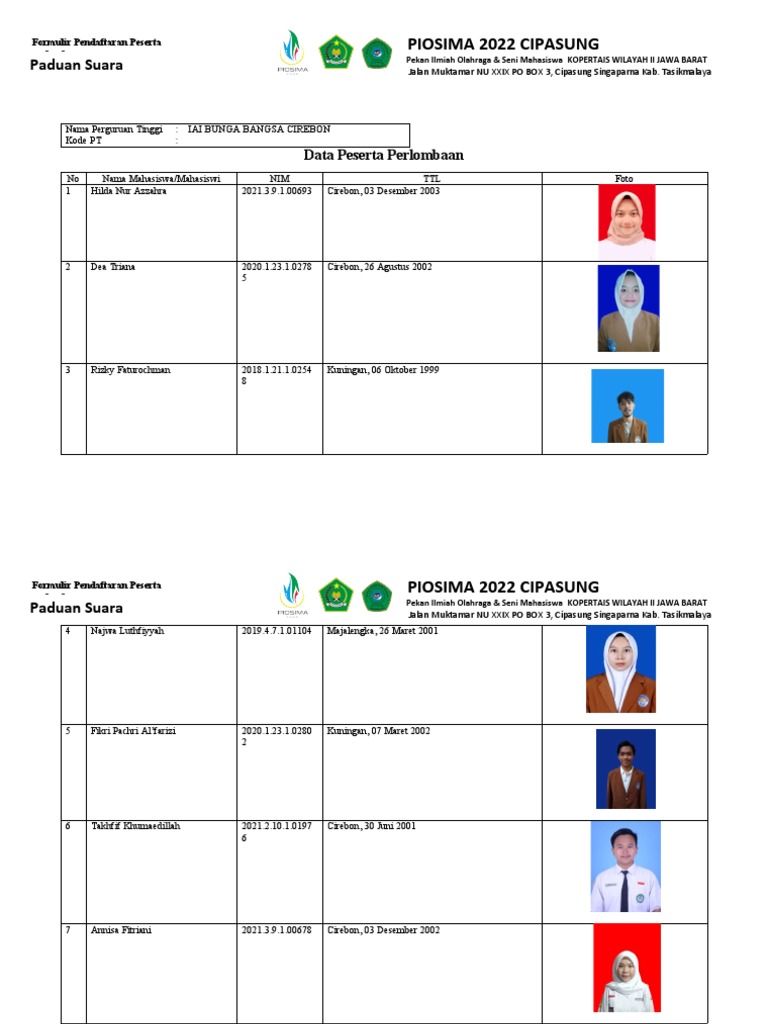 Formulir Paduan Suara | PDF