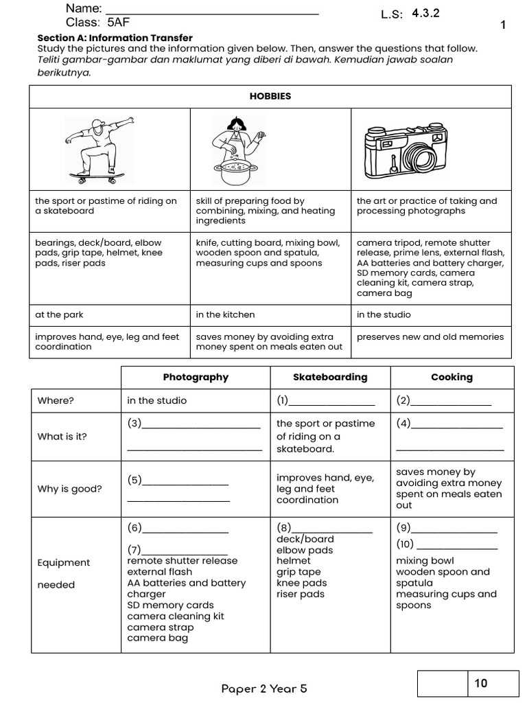 P2 Y5 Formative Test 1 | PDF | Flash (Photography)