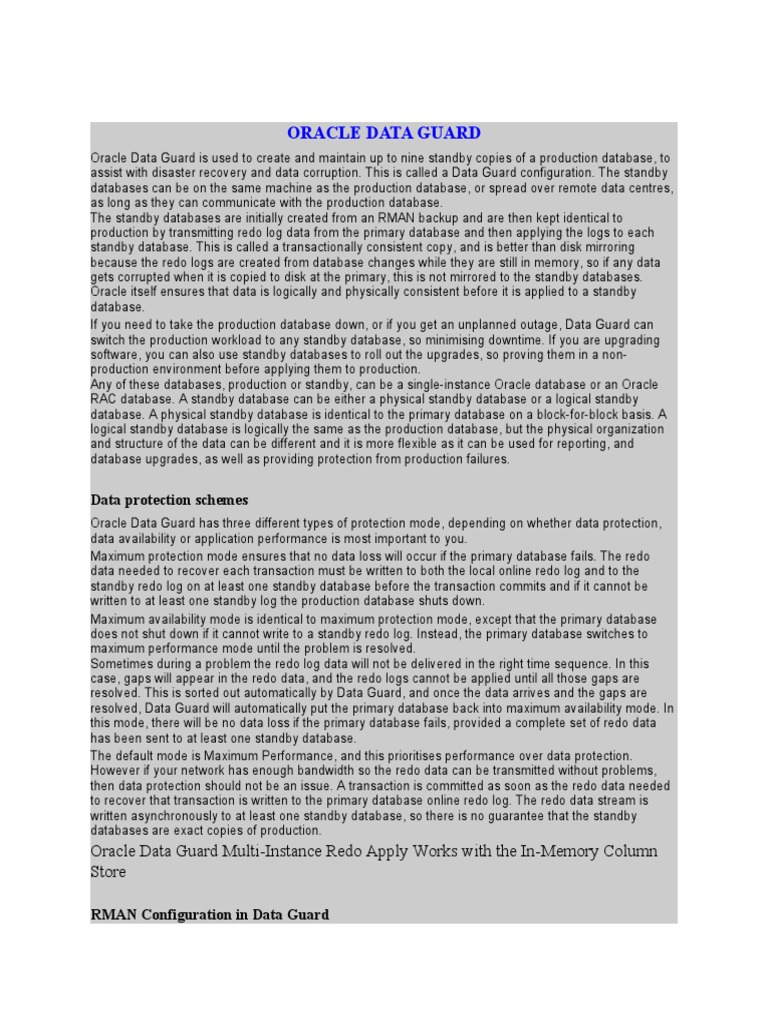 Oracle Data Guard Pdf Backup Databases