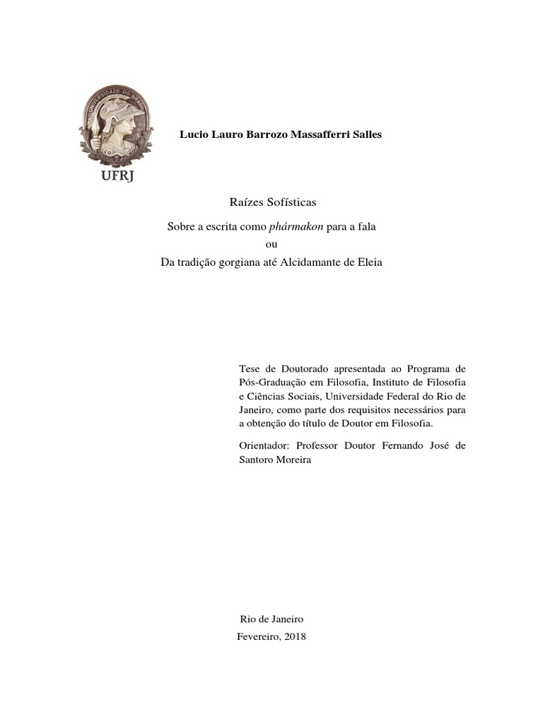 Raizes - Sofistica - UFRJ | PDF | Retórica | Platão