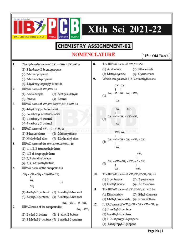 IUPAC Nomenclature Practice Questions | PDF | Ether | Organic Chemistry