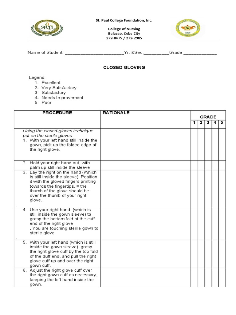 Closed-Gloving-checklist | PDF | Glove | Hand