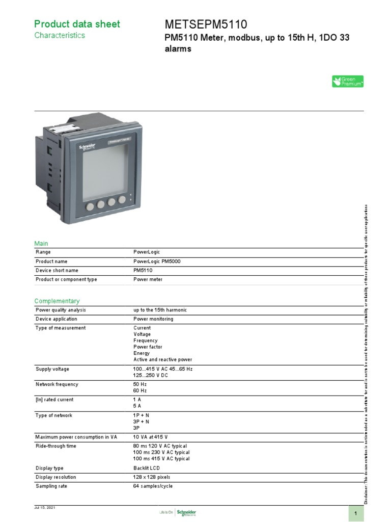 PowerLogic PM5000 Series - METSEPM5110 | PDF | Alternating Current | Ac ...