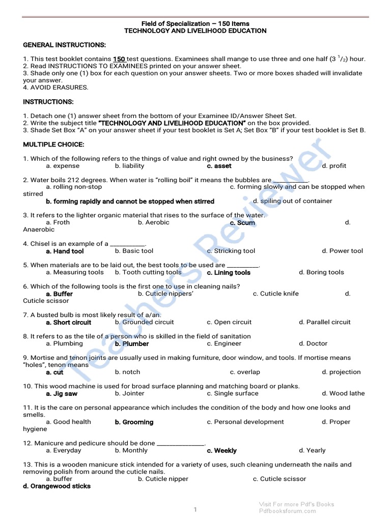 TLE Reviewer 150 Items With Answers | PDF