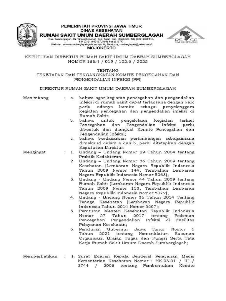 SK KOMITE PPI 2022 Anik | PDF | Pengembangan Diri | Kesehatan Holistik