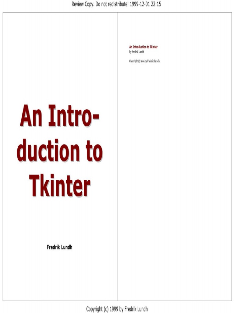An Introduction To Tkinter (Fredrik Lundh) | Download Free PDF | Menu (Computing) | Graphical ...