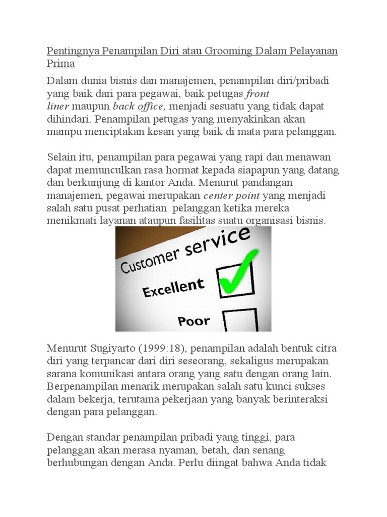Pentingnya Grooming dalam Pelayanan Prima | PDF