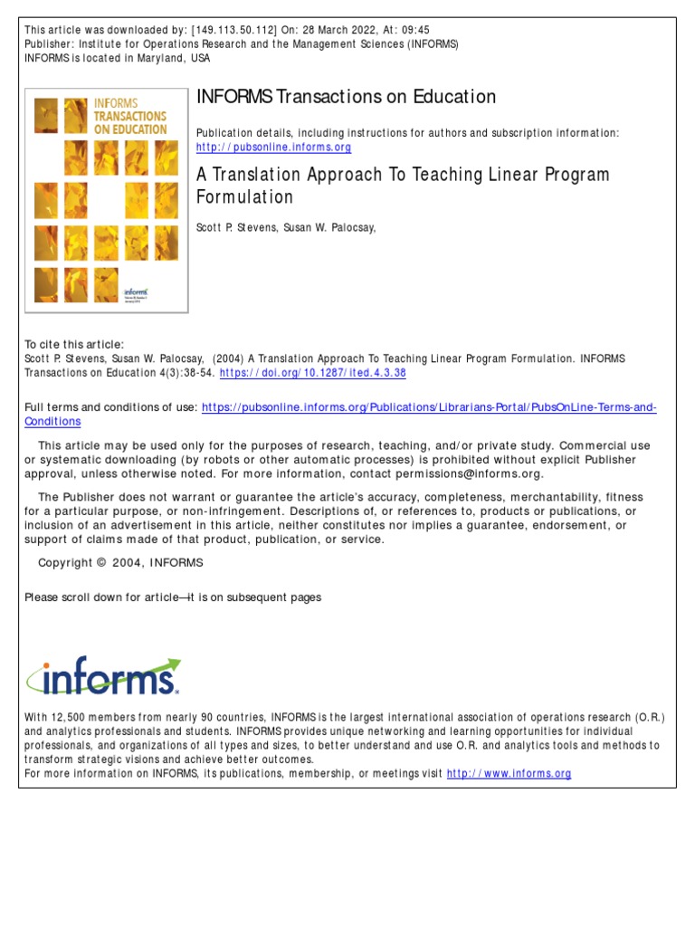 A Translation Approach To Teaching Linear | PDF | Conceptual Model ...