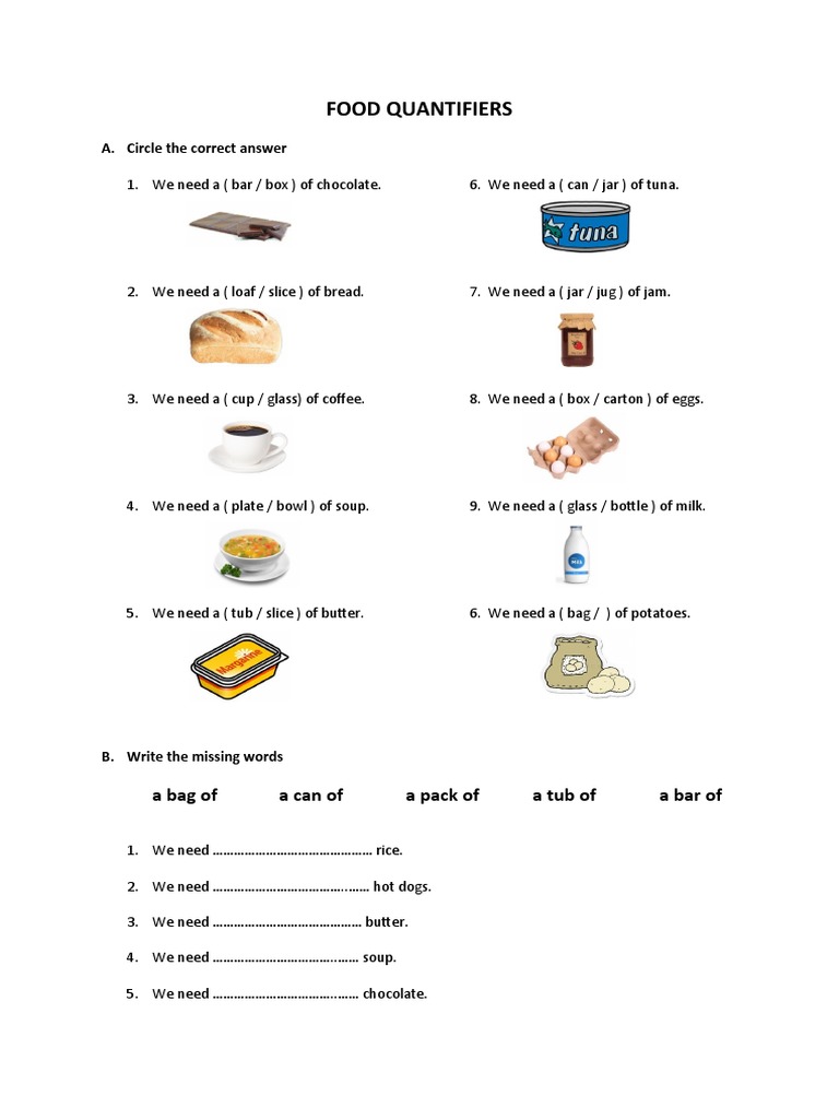 Food Quantifiers: A. Circle The Correct Answer | PDF