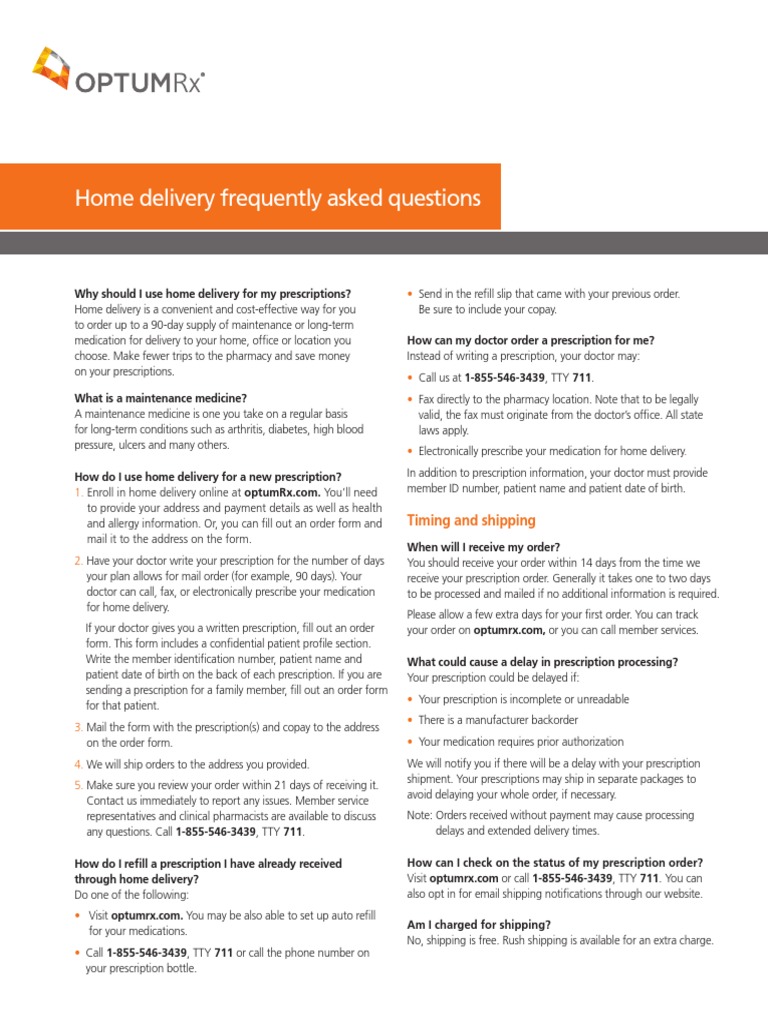 Optumrx Home Delivery HD Faq | PDF | Medical Prescription | Pharmacy