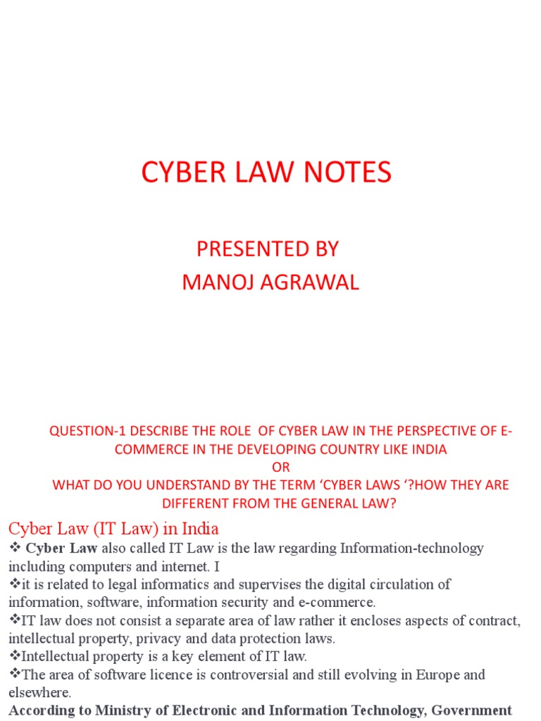 Cyber Law Notes (Becom 6TH Sem) | PDF | Public Law | Government