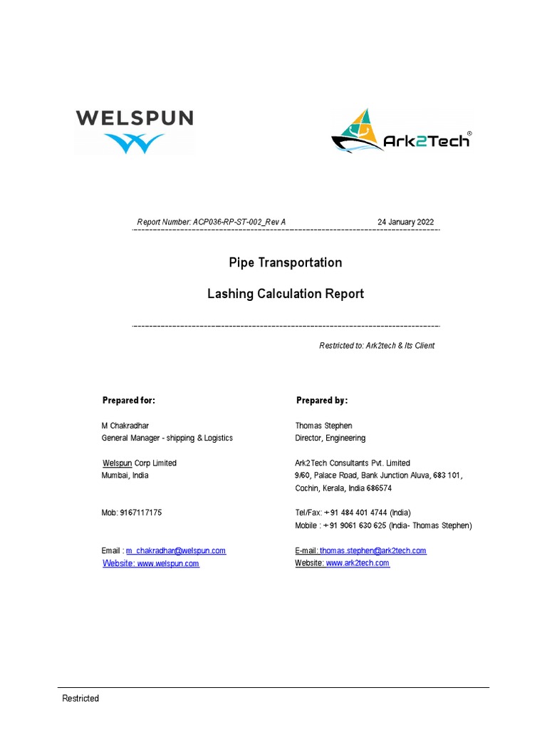 ACP036-RP-ST-002 - Lashing Calculation Report - Rev A | PDF | Friction ...