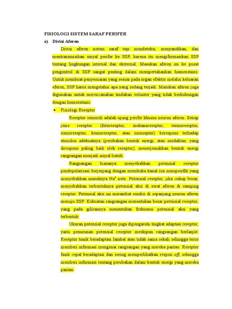 Fisiologi Sistem Saraf Perifer dan Fungsinya | PDF