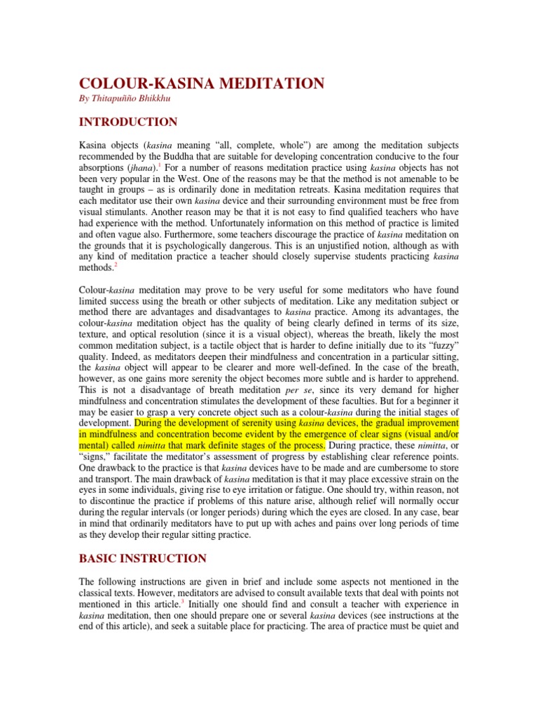 Colour-Kasina Meditation Guide | PDF