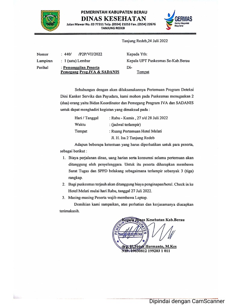 Surat Pemegang Program | PDF