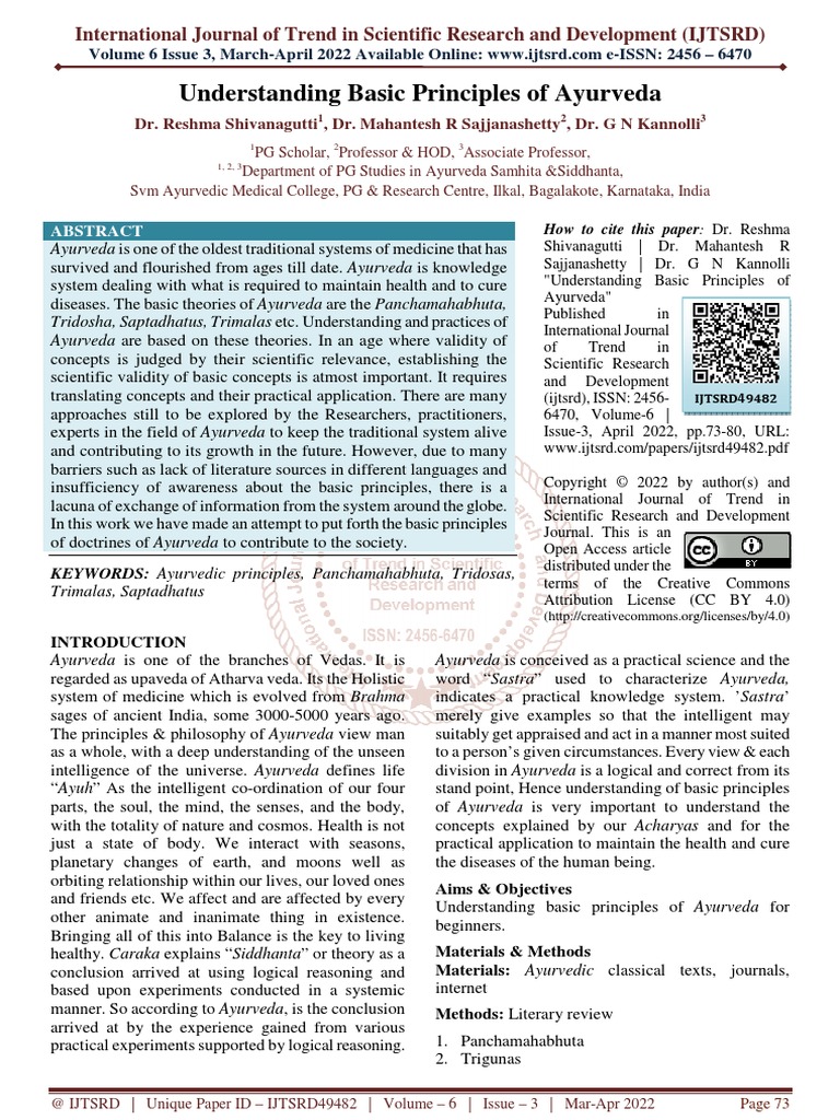 Understanding Basic Principles of Ayurveda | PDF | Ayurveda