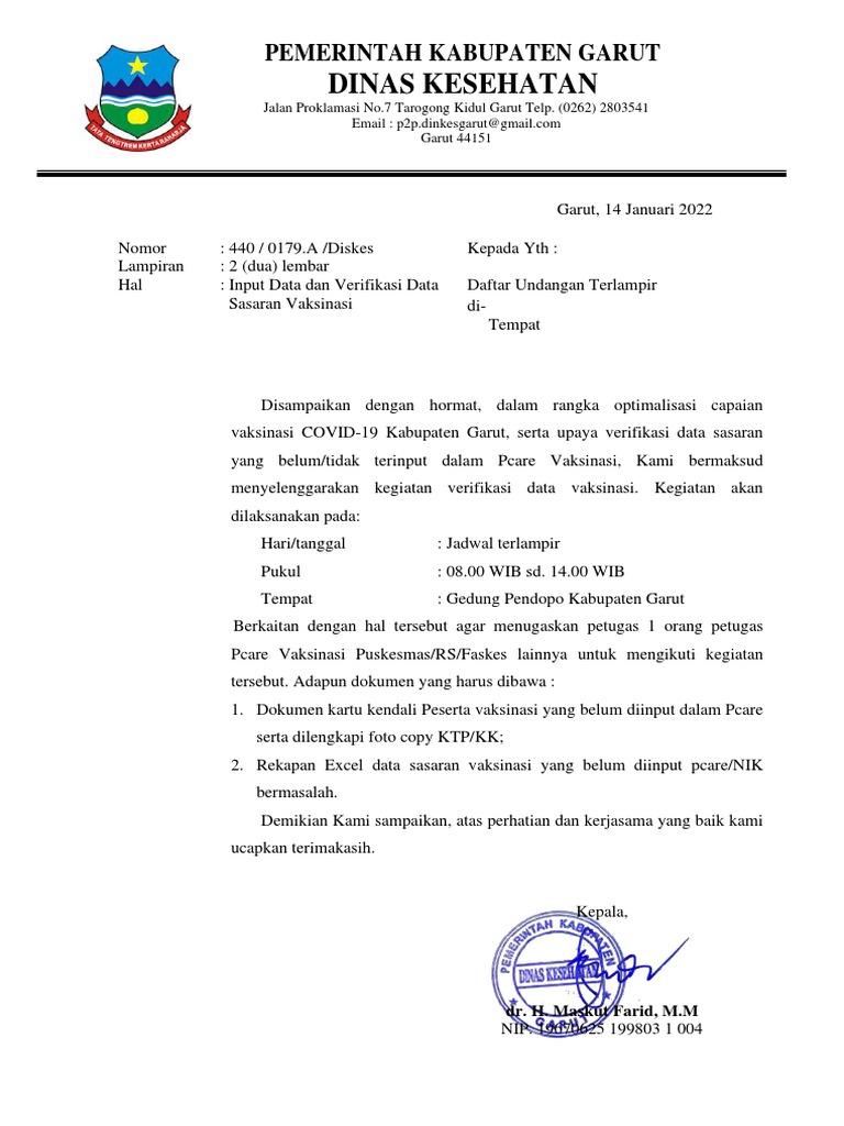 Surat Undangan Verifikasi Data | PDF
