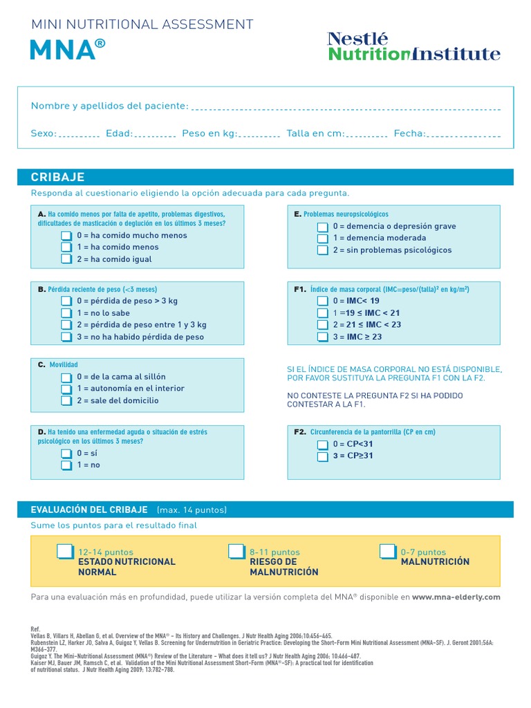 NUTRICIÓN Mna - Guide - Spanish | PDF | Índice de masa corporal | Forma ...