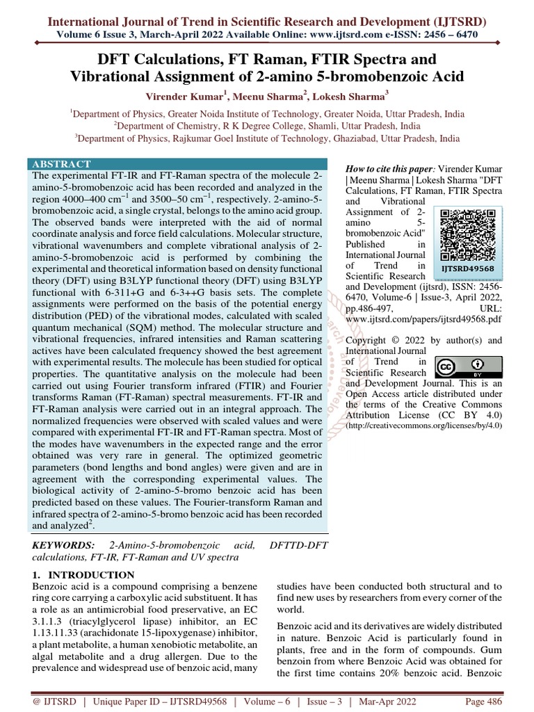 Dft Calculations Ft Raman Ftir Spectra And Vibrational Assignment Of