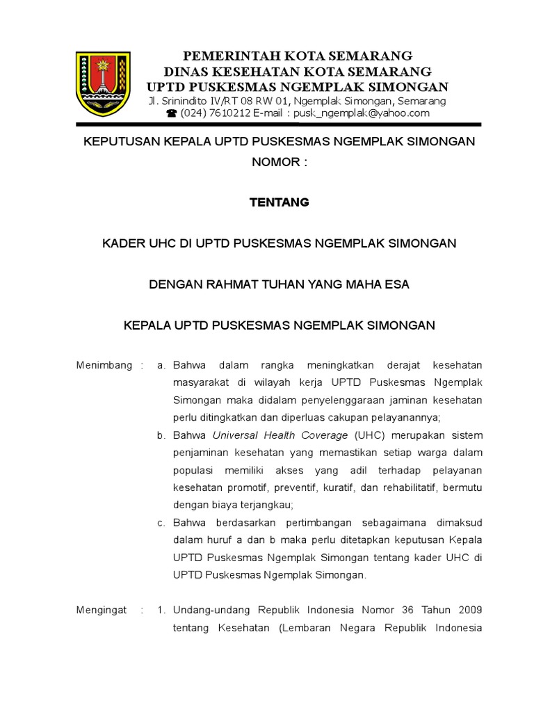 Kader UHC di Puskesmas Ngemplak Simongan | PDF