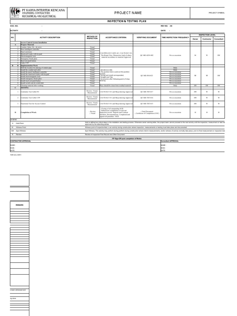 ITP - Access Control System Installation | PDF | Access Control