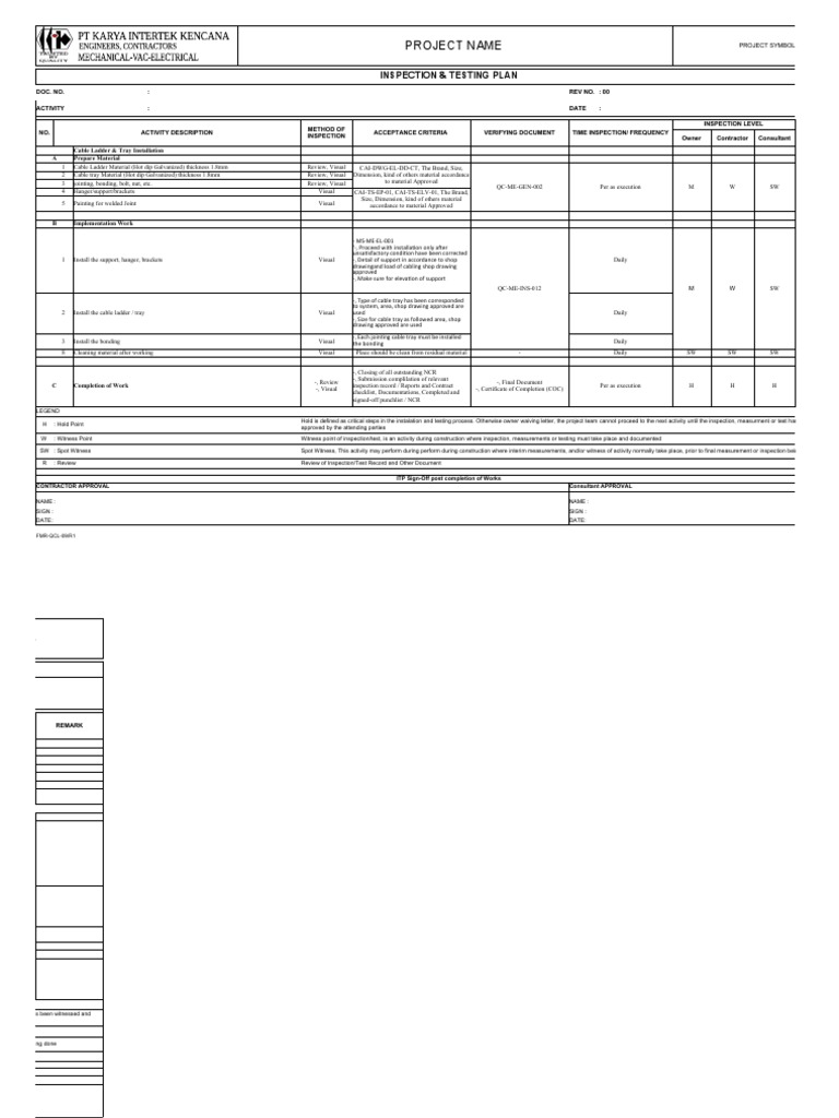 Cable Ladder & Tray Installation Plan | PDF | Pipe (Fluid Conveyance ...