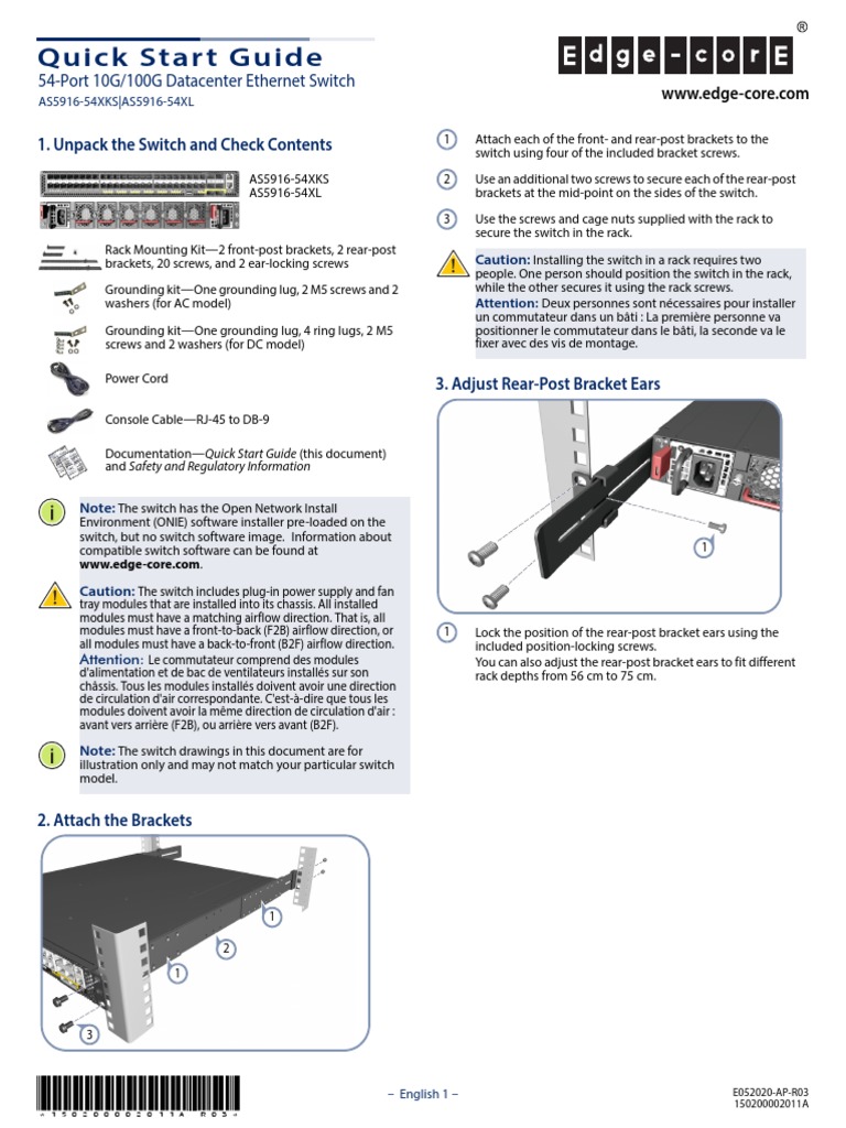 Quick Start Guide: 1. Unpack The Switch and Check Contents | PDF | Computing | Electrical ...