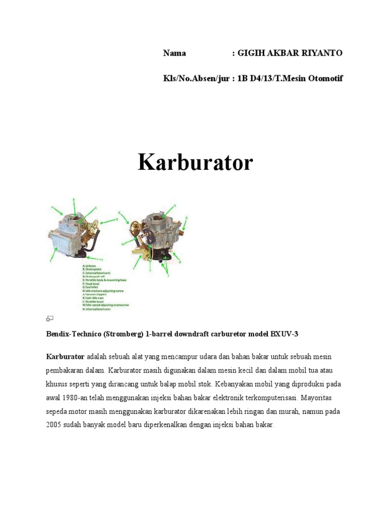 Sistem Sistem Pada Karburator | PDF