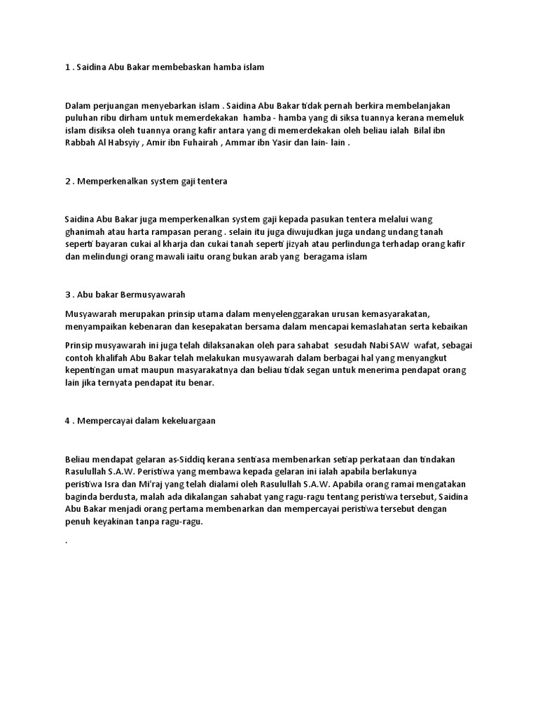 Kisah Saidina Abu Bakar | PDF