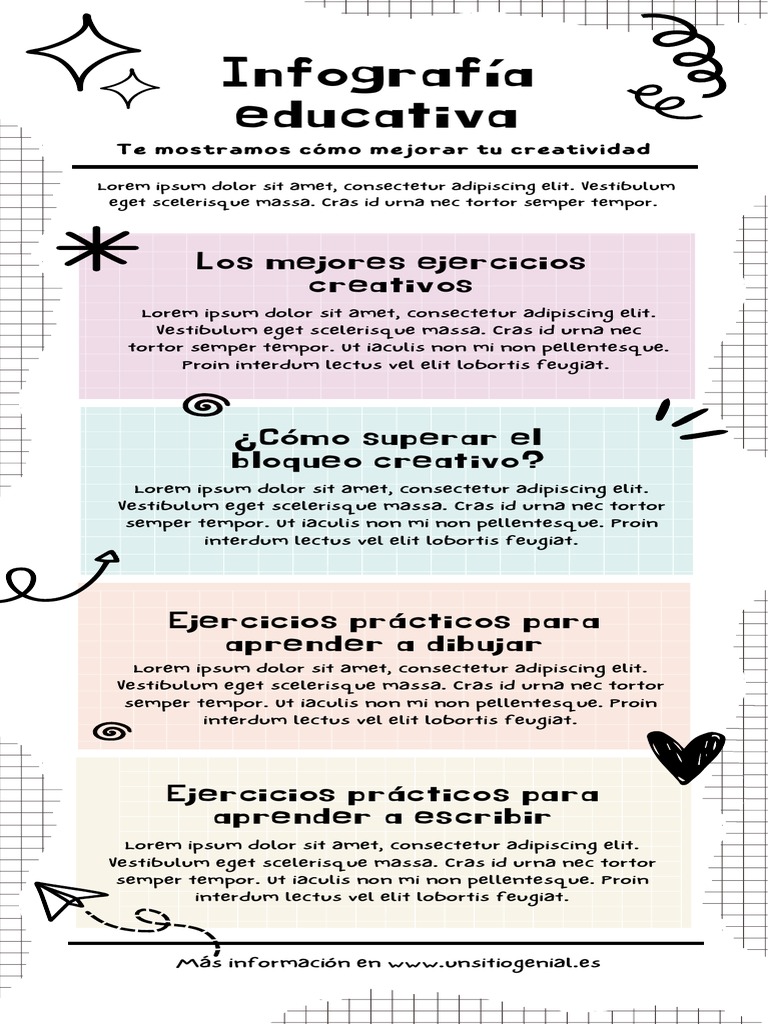 Infografía Educativa Guía para Ser Más Creativo Doodle Pastel | PDF
