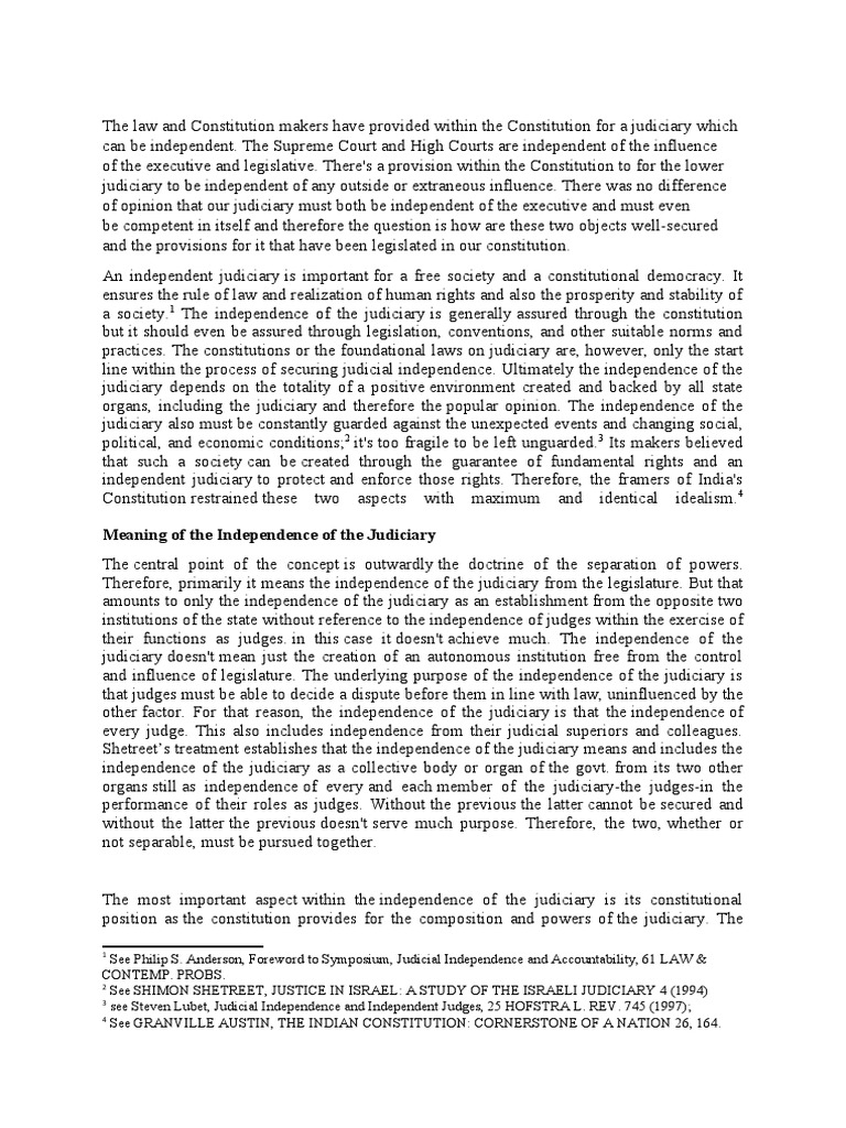 Assignment Independence of Judiciary | PDF | Judiciaries | Supreme ...