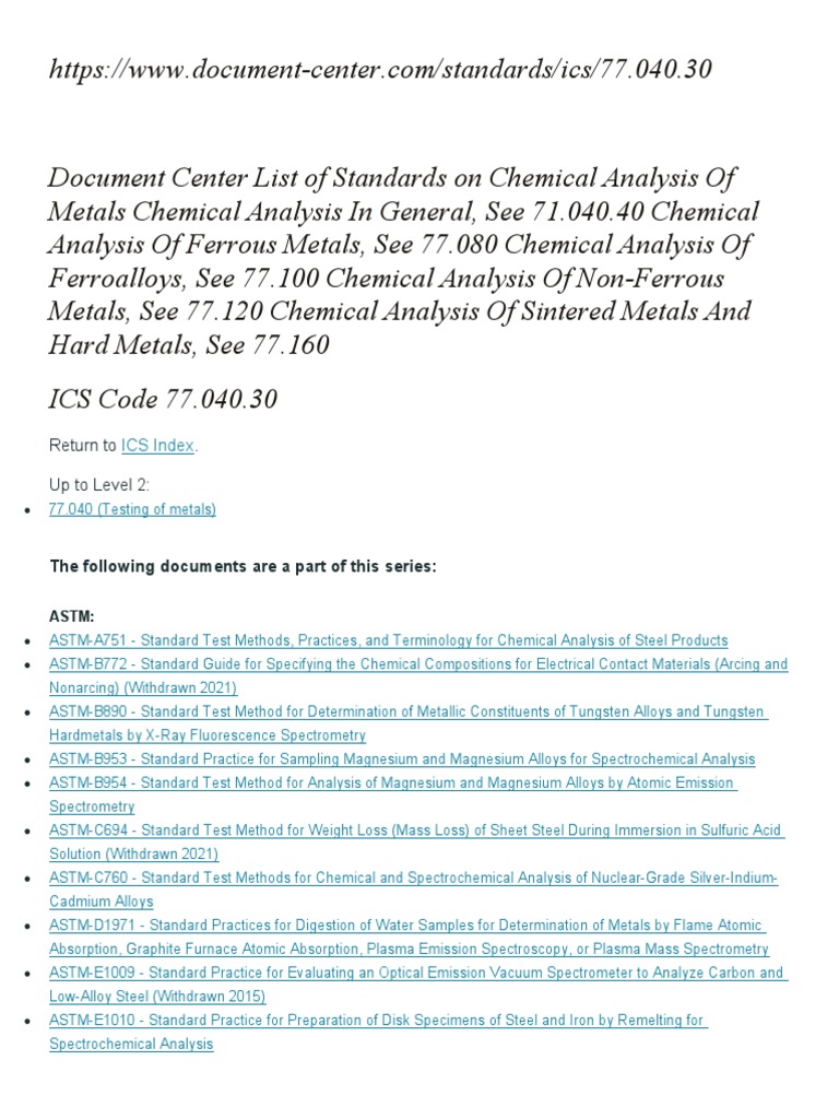 Standard List | PDF | Alloy | Steel