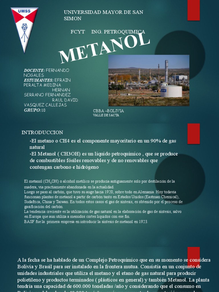 Producción y Usos del Metanol en Bolivia | PDF | Metanol | Gas natural