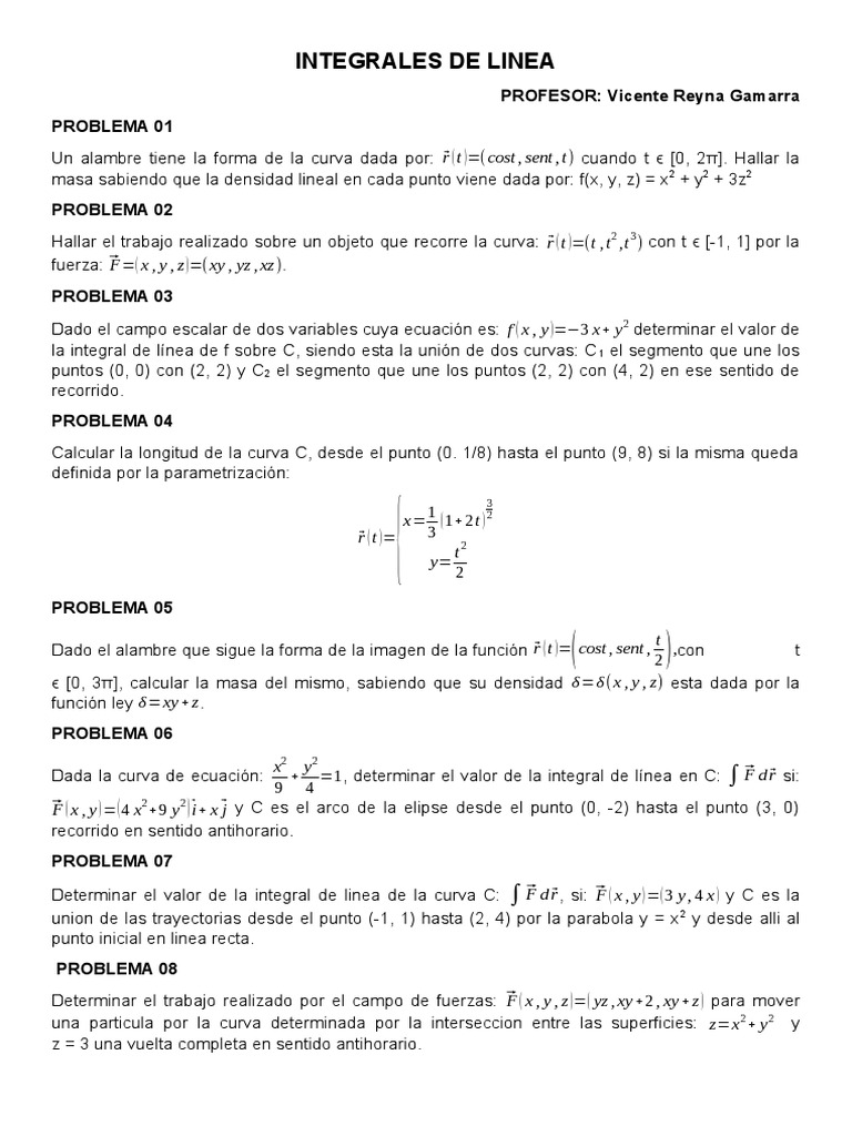 Integrales de Linea | PDF | Integral | Curva