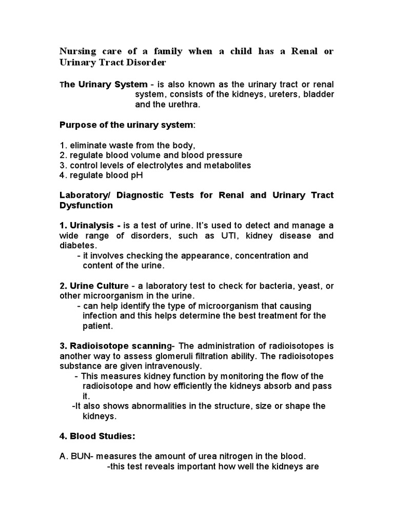Nursing Care of A Family When A Child Has A Renal or Urinary Tract ...