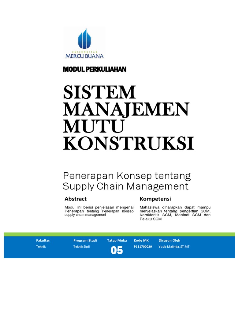 Modul Pertemuan 5 Konsep SCM Sistem Manajemen Mutu Konstruksi | PDF