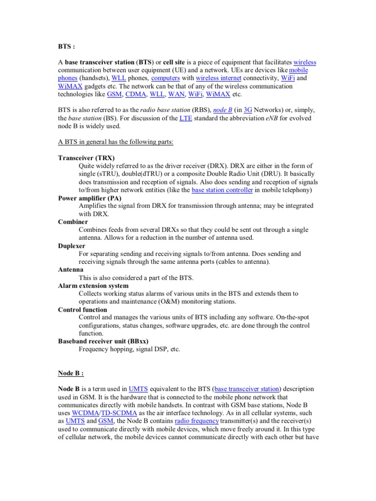 BTS Infrastructure in Telecom Systems | PDF | Science & Mathematics