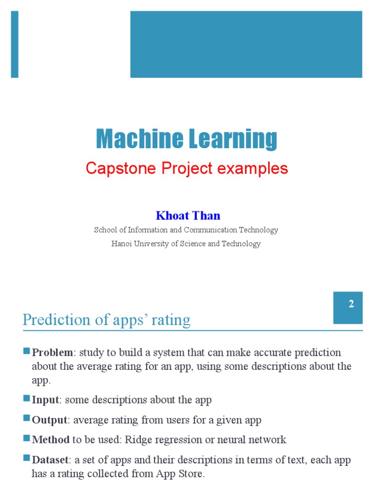Machine Learning: Capstone Project Examples | PDF | Machine Learning ...