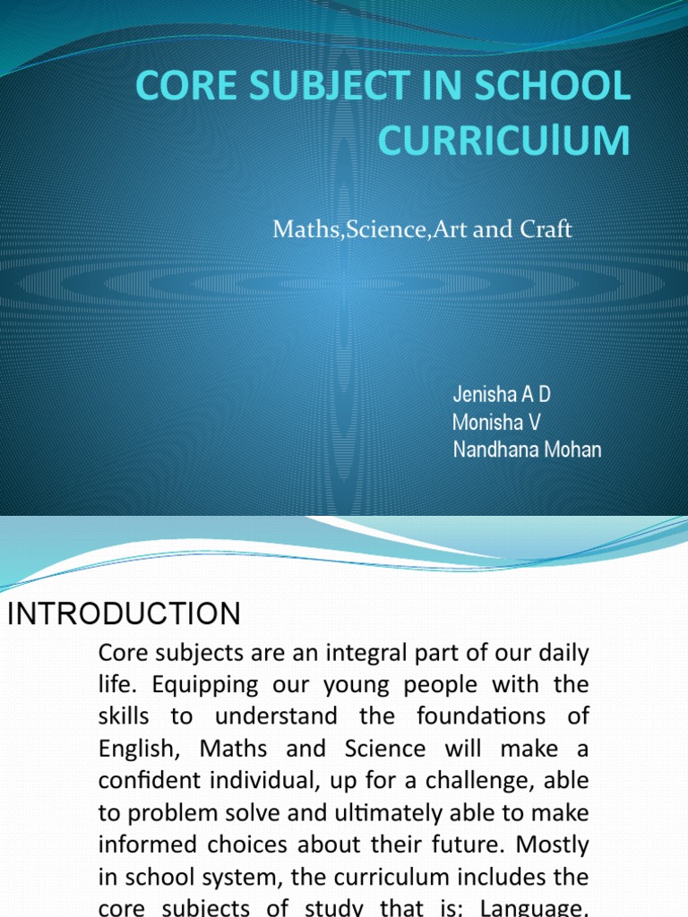 Core Subject in School Curriculum | PDF | Science | Teaching Mathematics