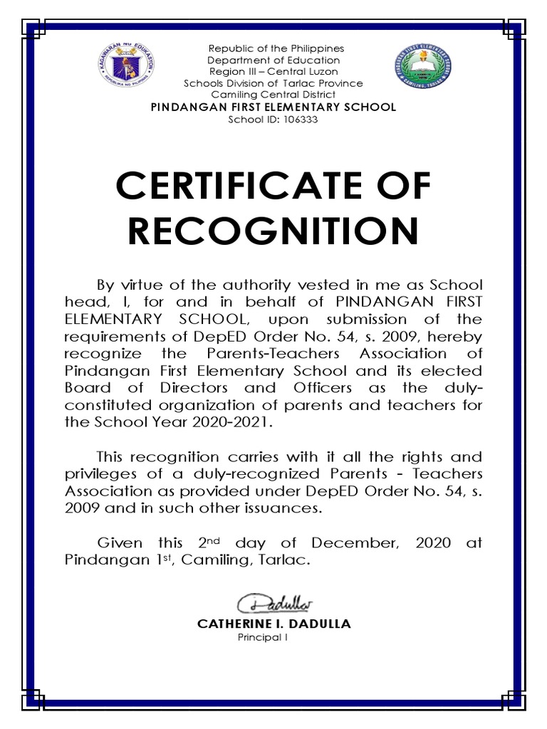Cert of Recognition, Oath of Office | PDF | Oath Of Office | Practice ...