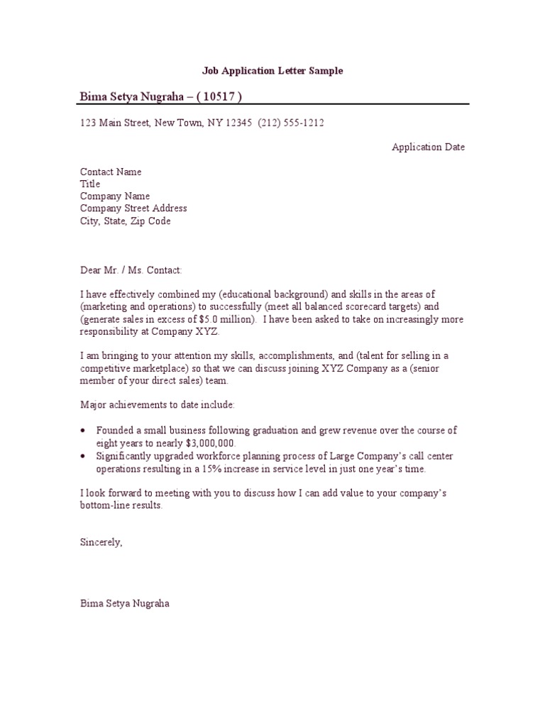 Job Application Letter Sample | PDF | Business